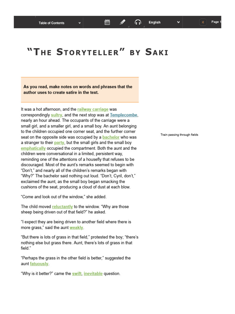 "The Storyteller" by Saki - 1 | PDF