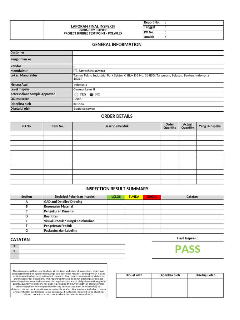 Final Inspection Report | PDF