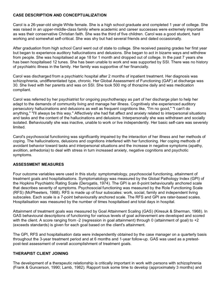 Case Description and Conceptualization | PDF | Cognitive Behavioral ...