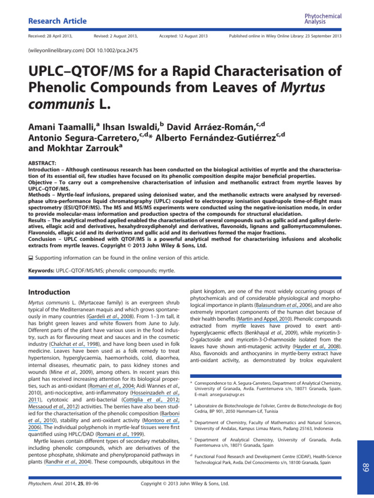 UPLC QTOF MS For A Rapid Characterisatio | PDF | High Performance ...