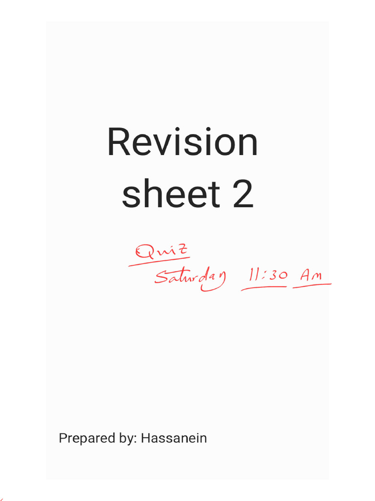 Ms of Revision Sheet 2 2025 | PDF