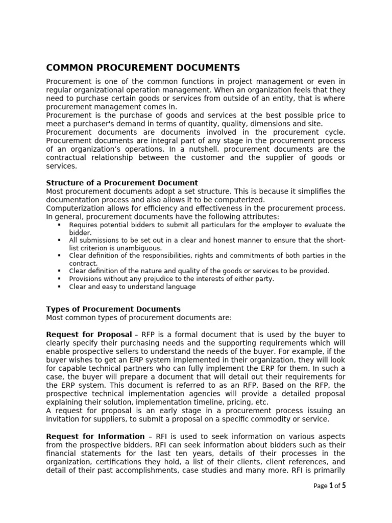 COMMON PROCUREMENT DOCUMENTS Notes | PDF | Procurement | Receipt