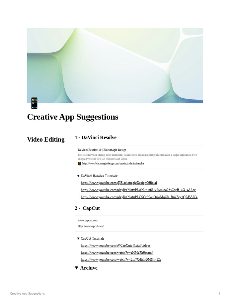 Top Creative Apps for Video and Design | PDF | 3 D Computer Graphics ...