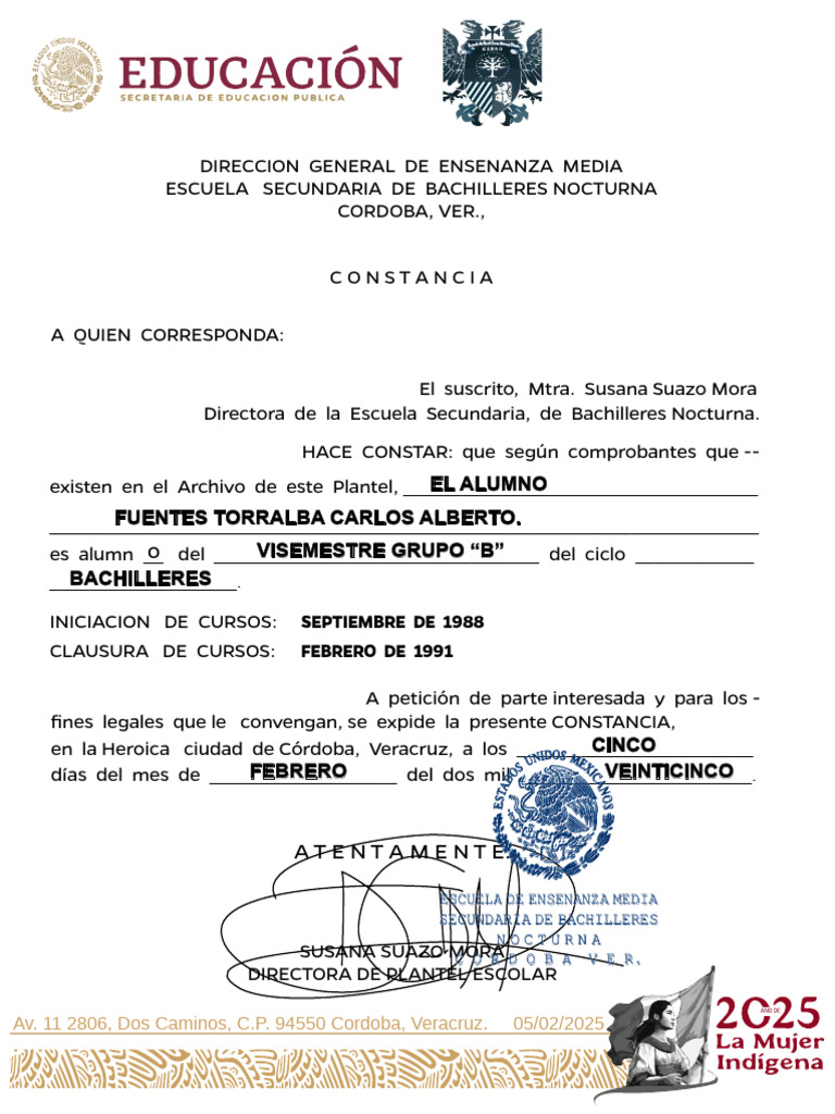 CONSTANCIA DE ESTUDIOS 2025 | PDF