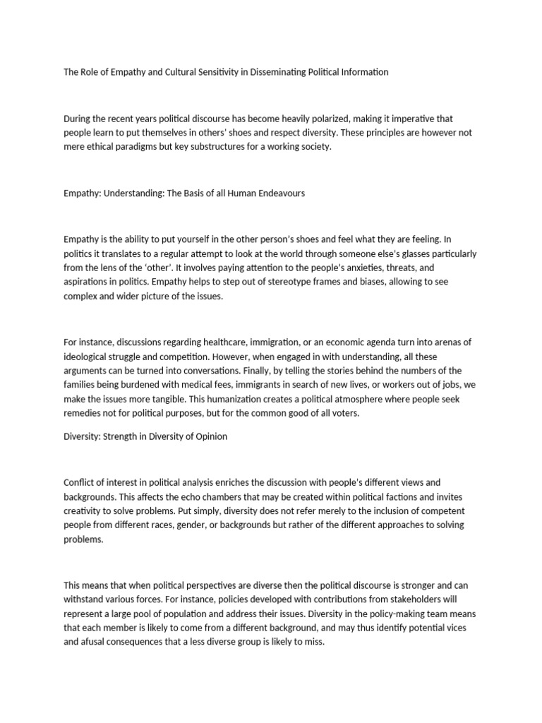 Empathy & Diversity in Politics | PDF | Empathy | Social Psychology