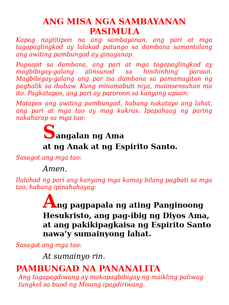 Ang Misa NG Sambayanan | PDF