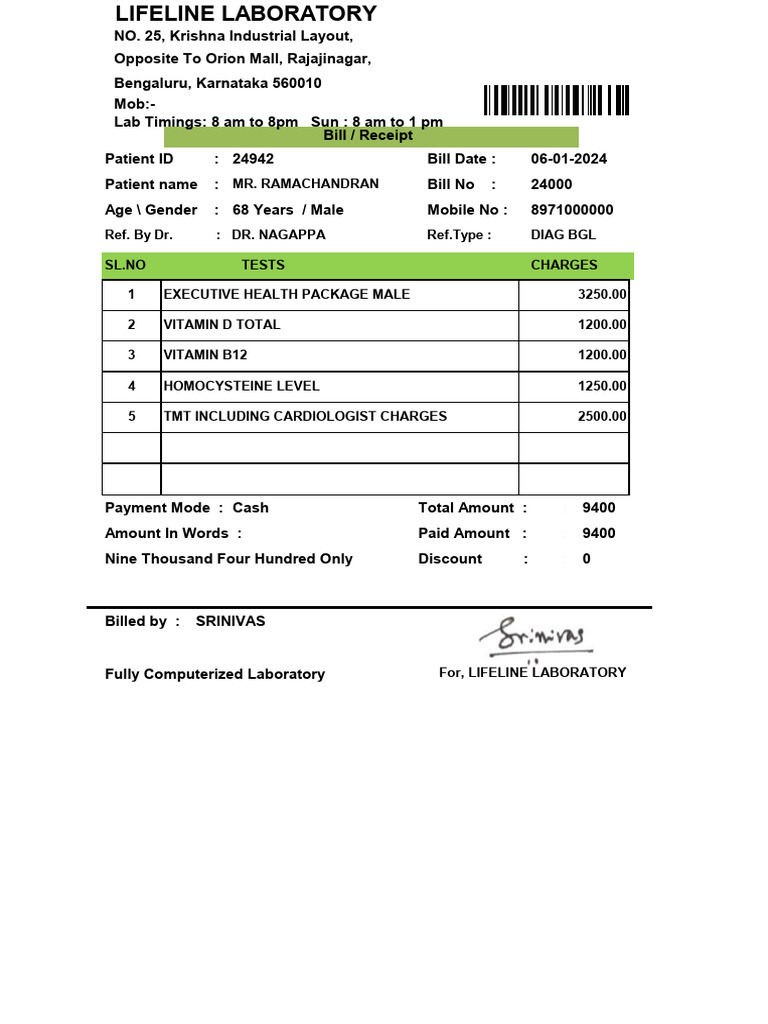 Laboratory Bill | PDF