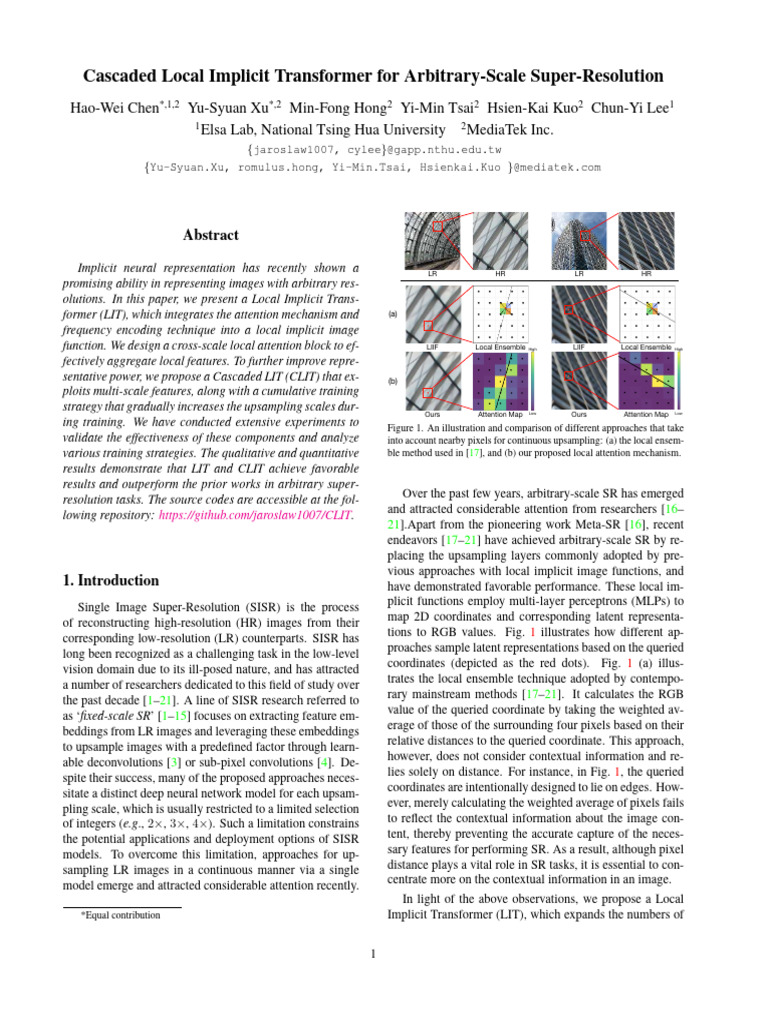 CVPR - 2023 - Cascaded Local Implicit Transformer For Arbitrary-Scale Super-Resolution | PDF ...