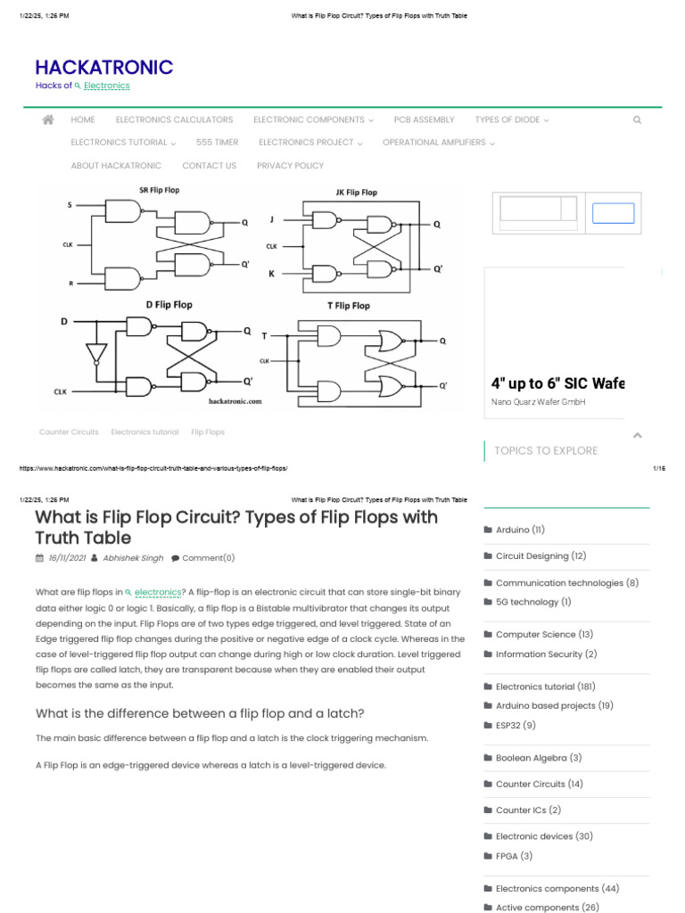 What is Flip Flop Circuit_ Types of Flip Flops with Truth Table | PDF ...