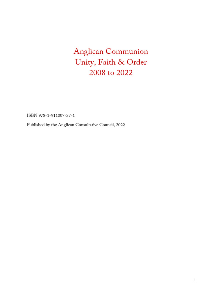 UFO Anglican Communion Unity Faith Order 2008 To 2022 220805 | PDF ...