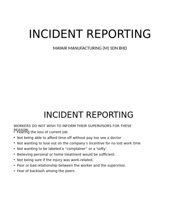 Incident Reporting | PDF