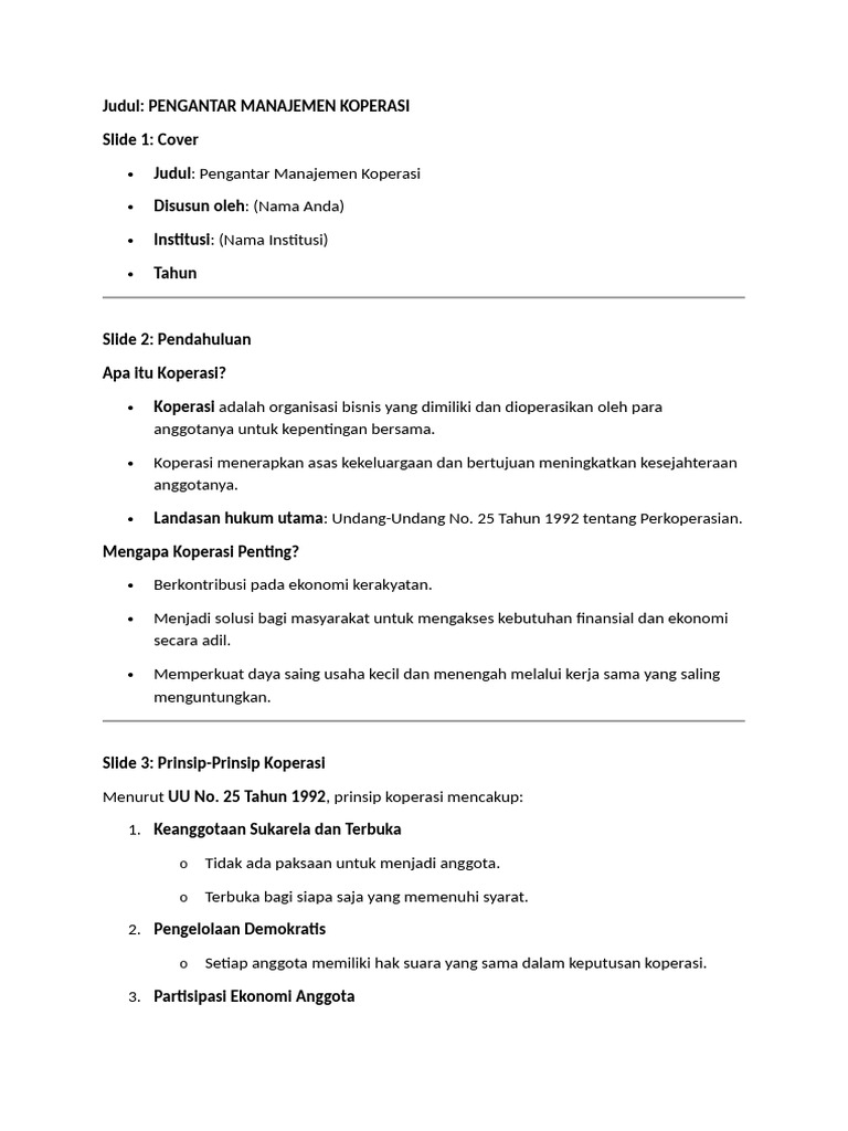 Isi Materi PPT Koperasi | PDF