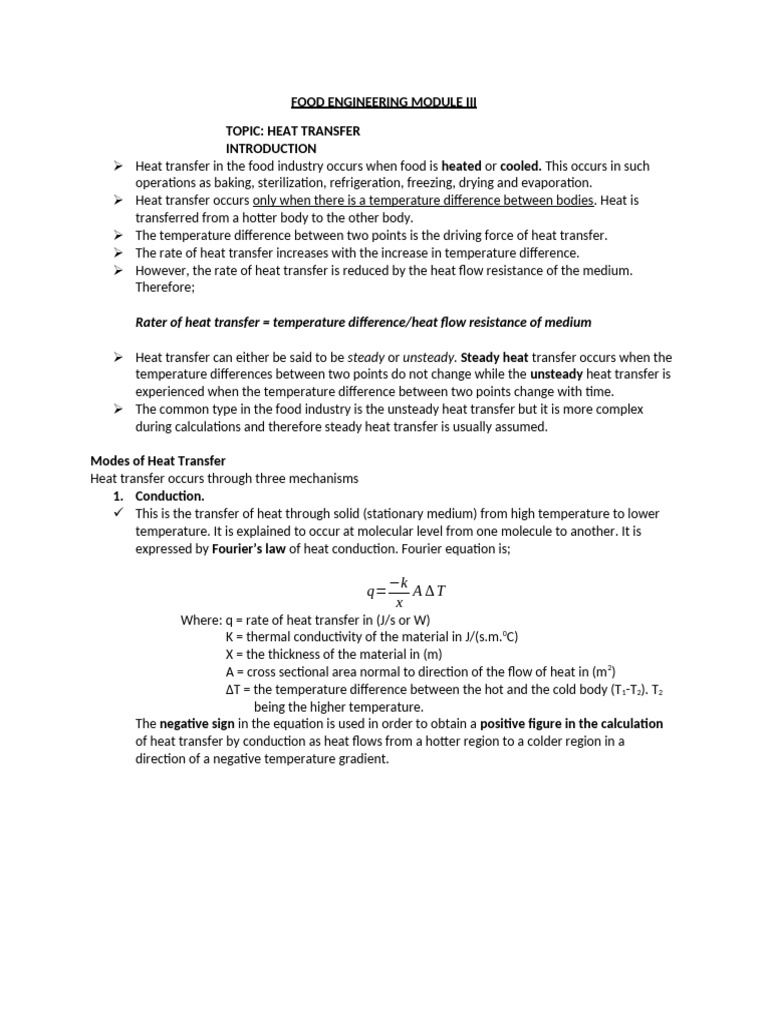 Heat Transfer in Food Engineering | PDF | Heat Transfer | Pressure