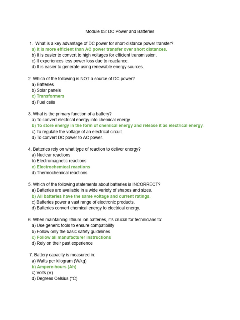 Module 03 - DC Power and Batteries | PDF | Electric Power | Direct Current