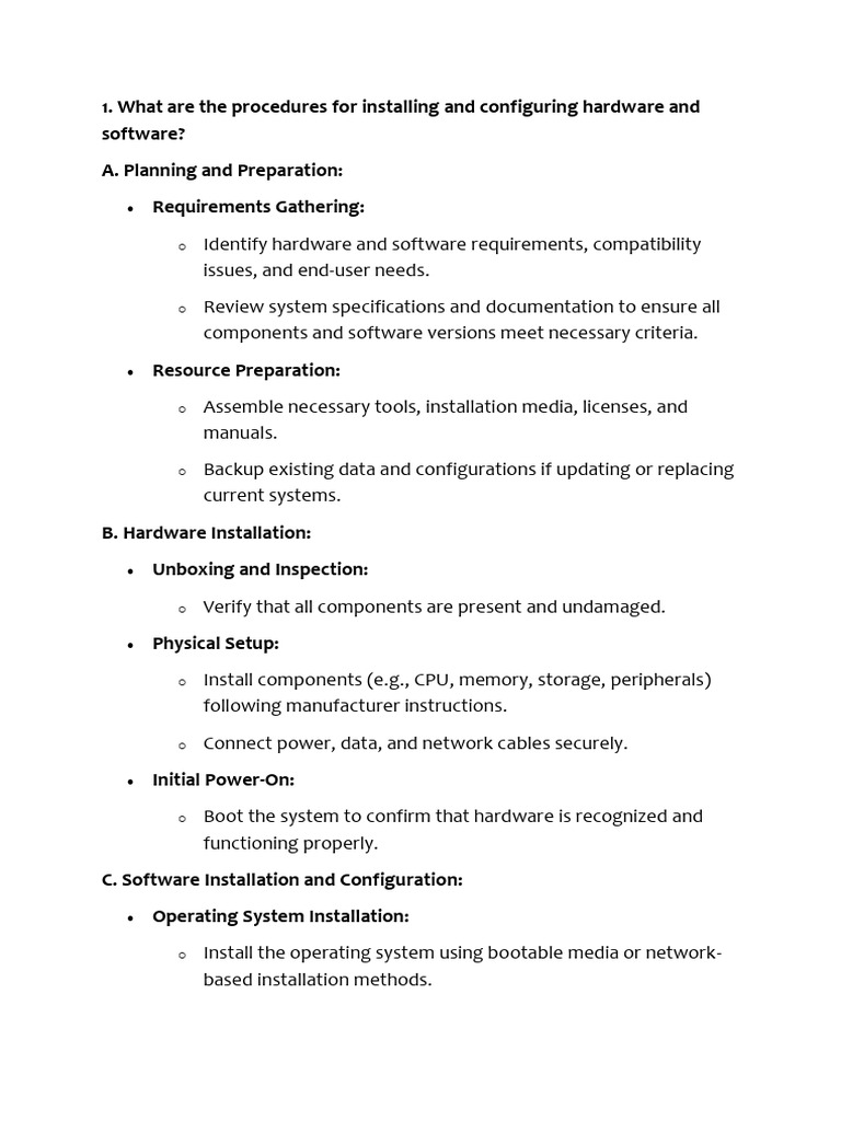 Installing and Configuring Hardware and Software Questions | PDF | Troubleshooting | Booting