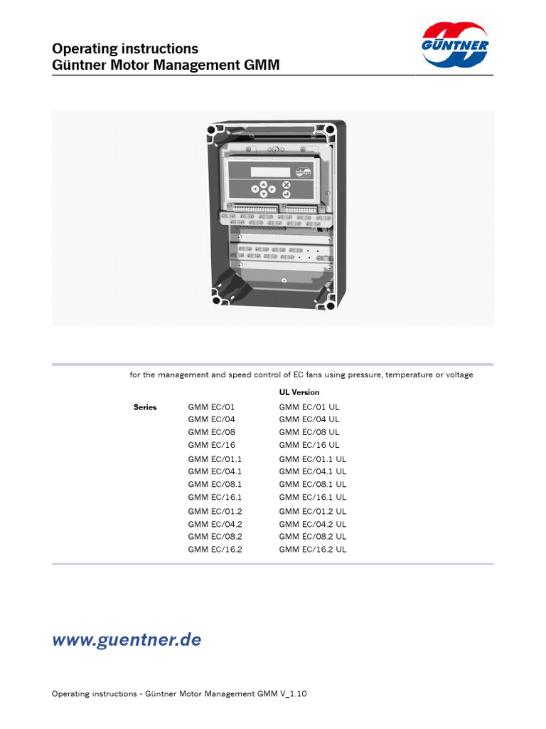 Guentner GMM EC Manual Version1.10 en | PDF | Mains Electricity | Power Supply