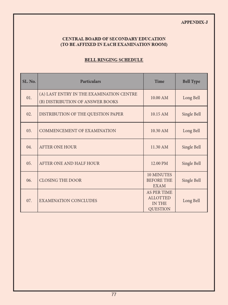 CBSE Bell Timing | PDF