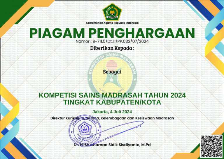 Piagam Silvia Nazarotul Nur'aini | PDF