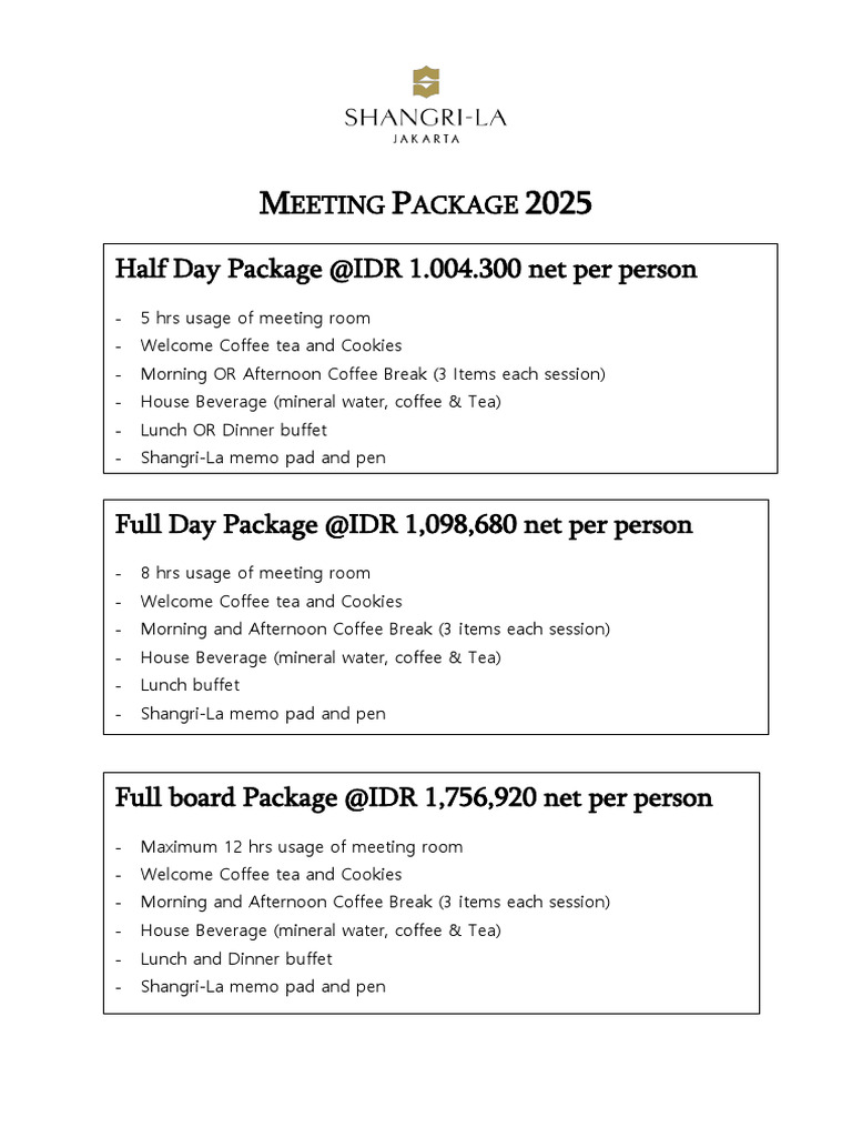 Meeting Packages 2025 Overview | PDF