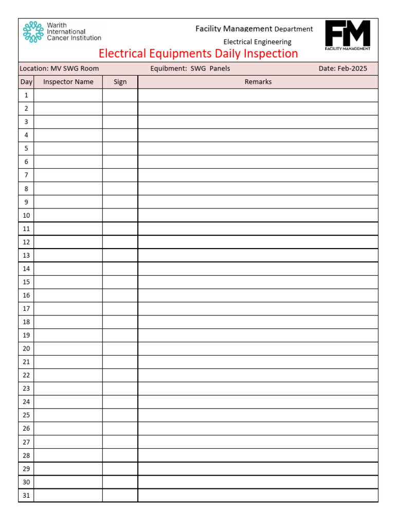 Daily Electrical Inspection Report | PDF