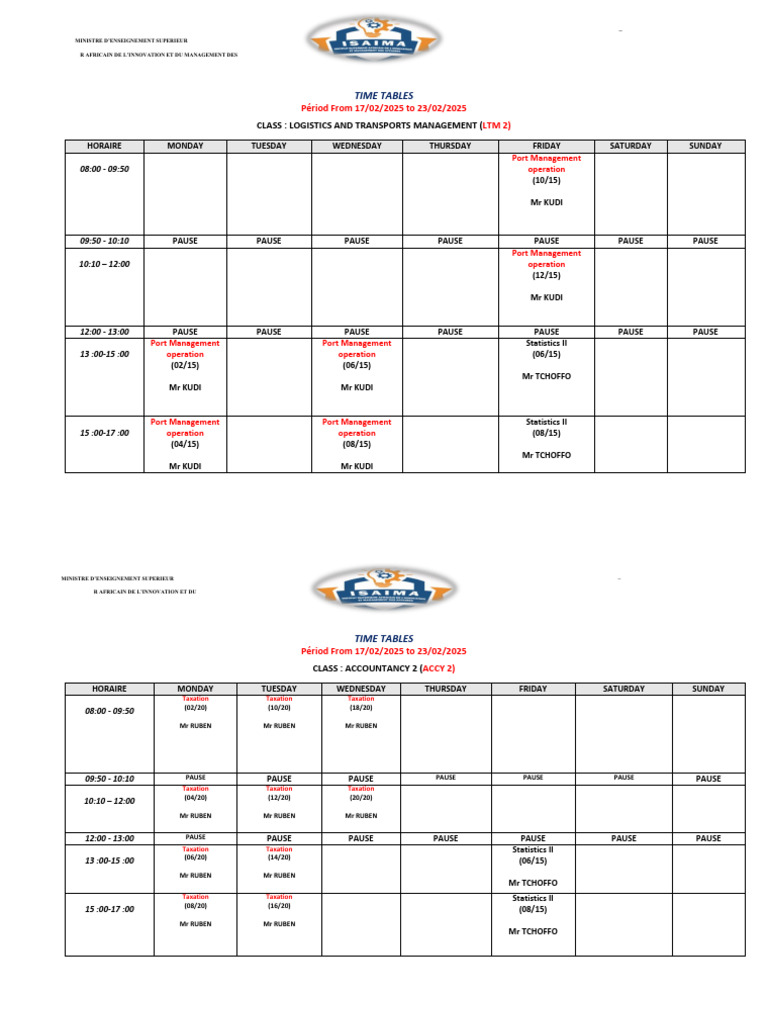HND 2025 Class Timetable Overview | PDF