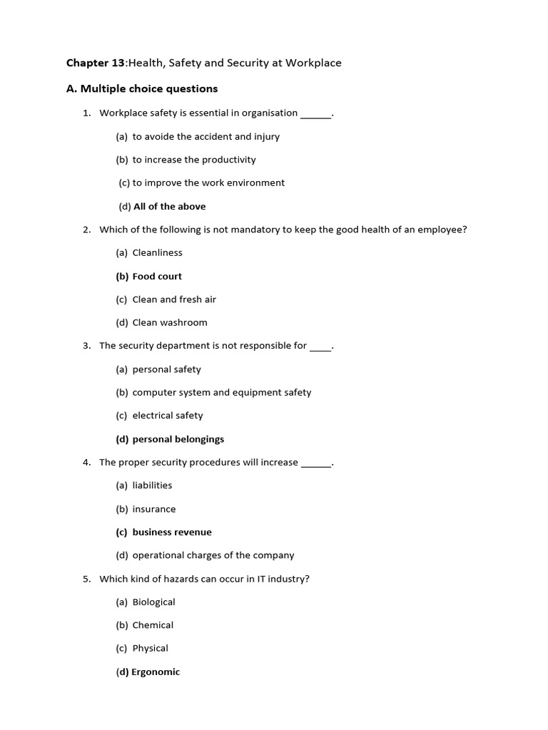 Chapter 13 _15 mcq | PDF | Occupational Safety And Health | Hazards