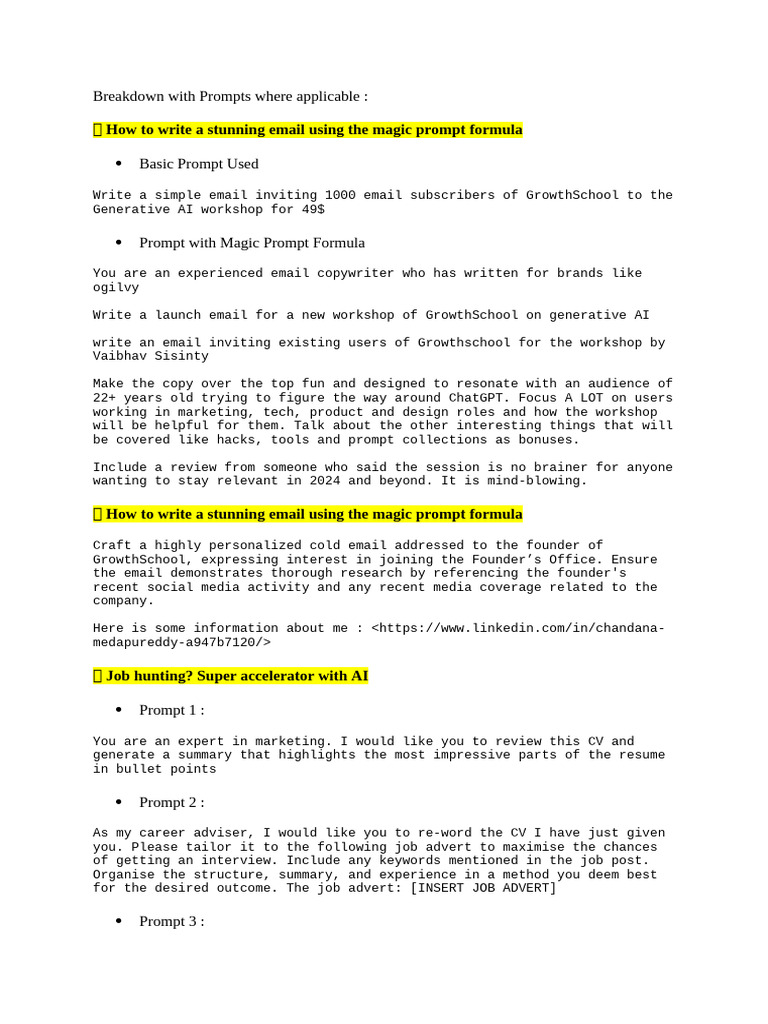 Breakdown With Ai Prompts Where Applicable | PDF
