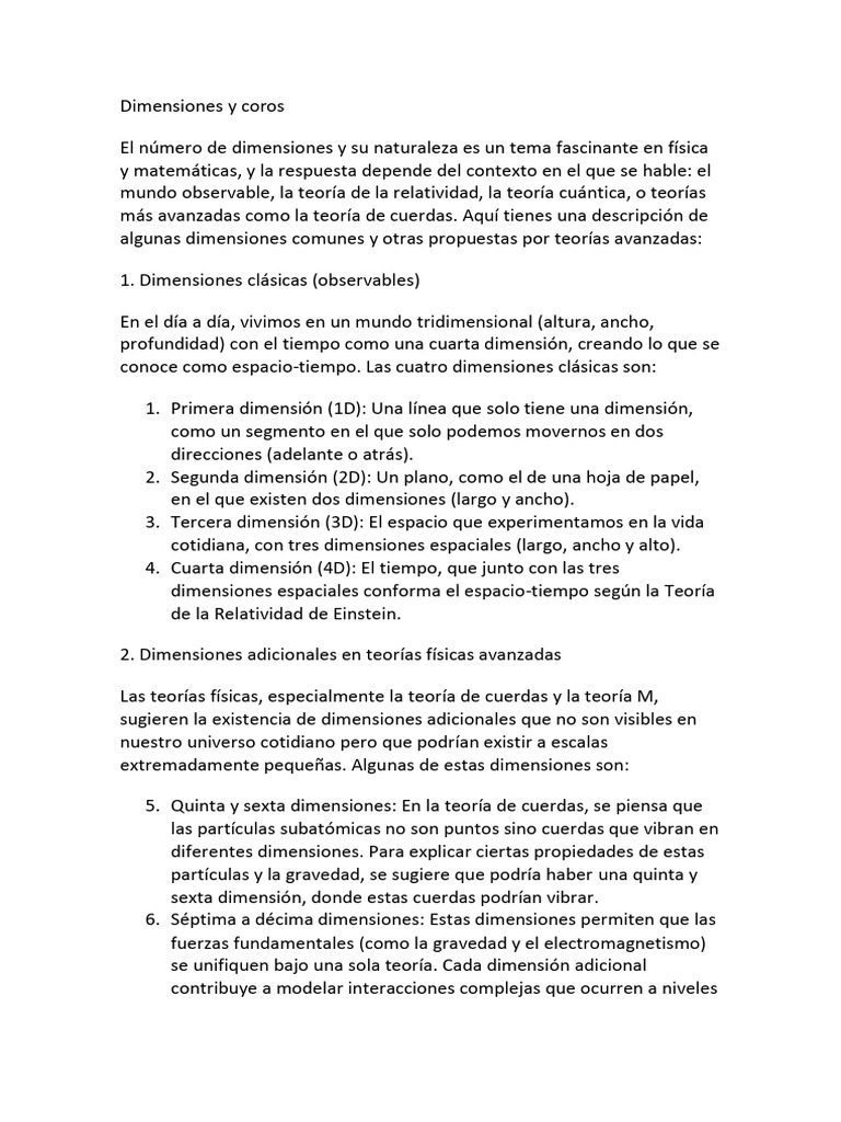 Dimensiones Natt | PDF | Dimensión | Espacio