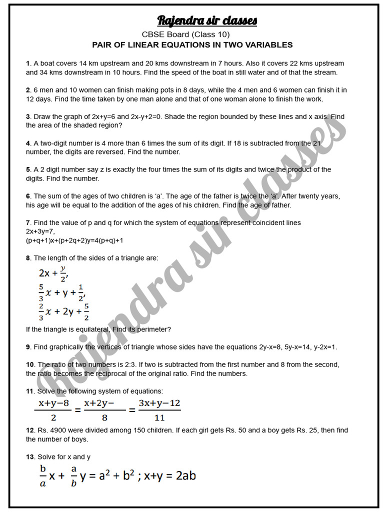 _PAIR OF LINEAR EQUATIONS IN TWO VARIABLES (1) | PDF | Rectangle | Area