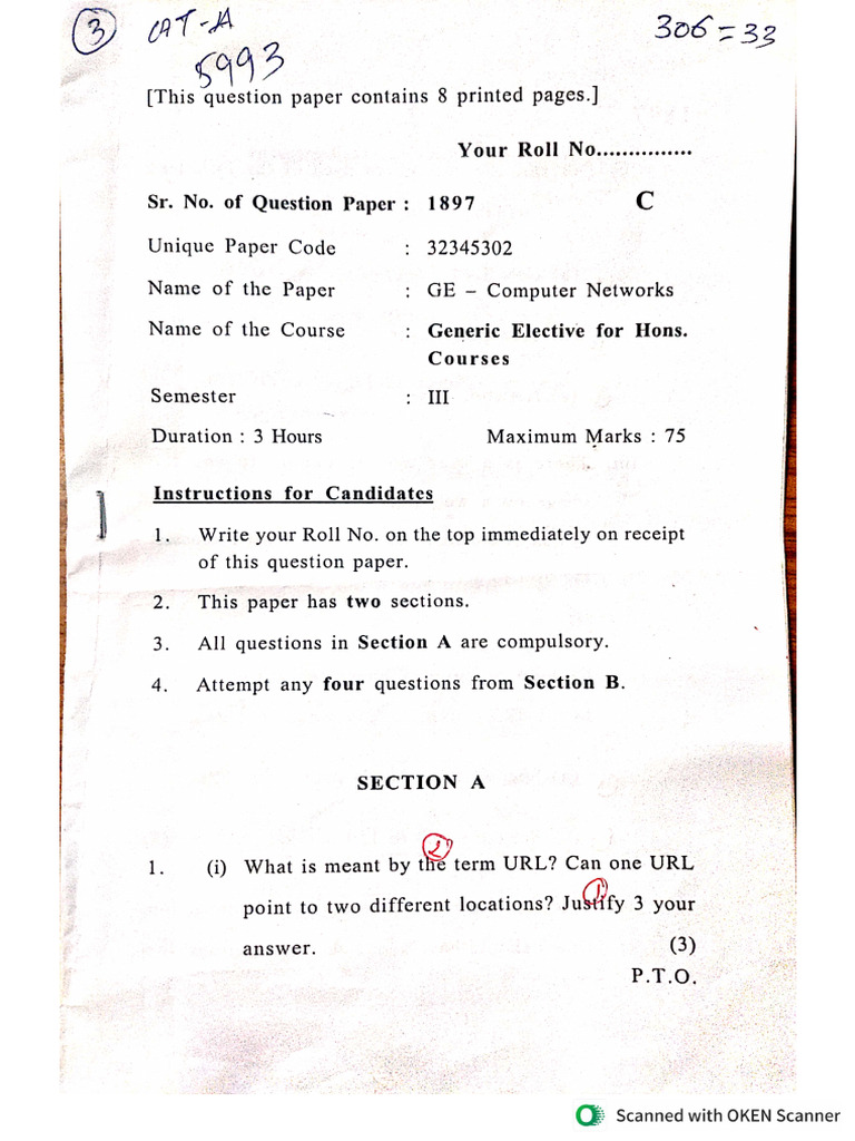 Computer Networks Paper GE III | PDF