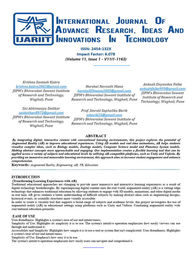V11I1-1163 | PDF | Augmented Reality | Computing