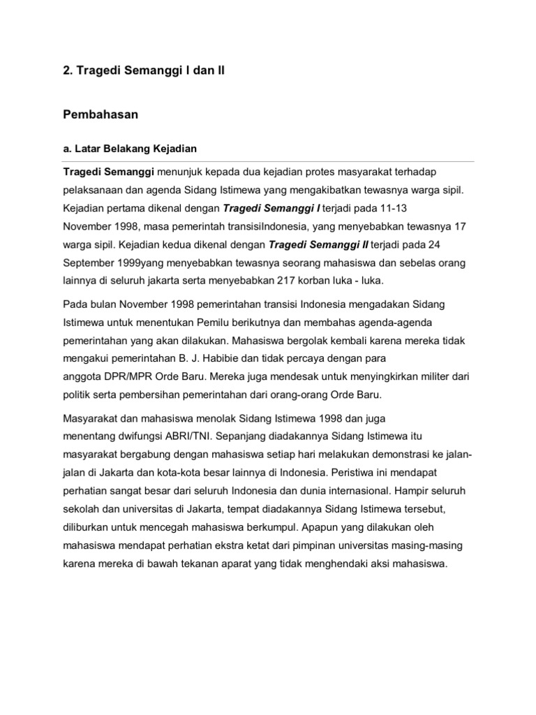 Kronologi Tragedi Semanggi 1998 | PDF