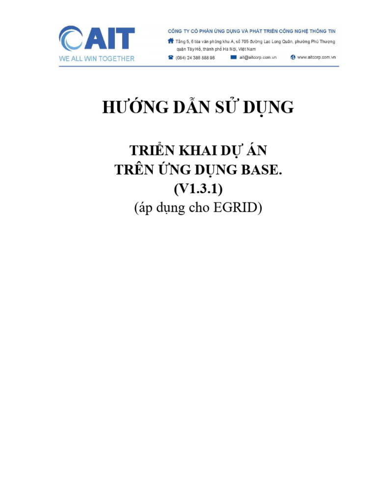 Huong Dan Trien Khai Du An Tren Ung Dung Base - V1.3.1 - EGRID | PDF