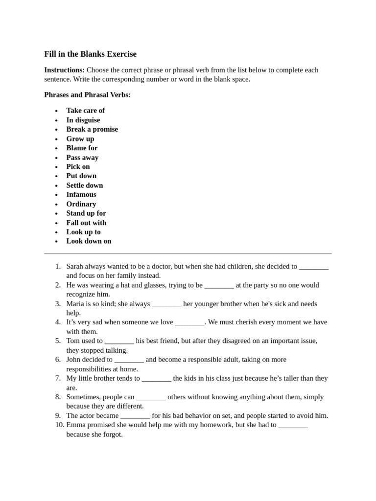 Fill in the Blanks Language Exercise | PDF | Plural | Linguistics