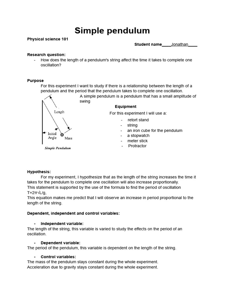 Simple Pendulum (1) | PDF | Pendulum | Gravity