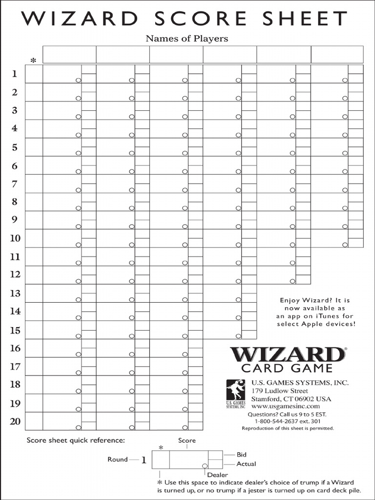 New Wizard Scorepad | PDF