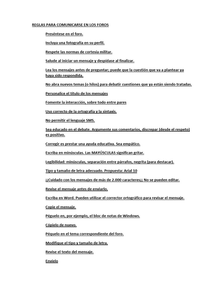 07_01_reglas Para Comunicarse en Los Foros | PDF