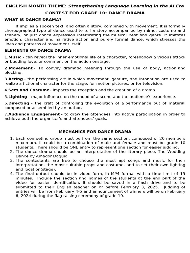 DANCE DRAMA | PDF | Dances | Choreography