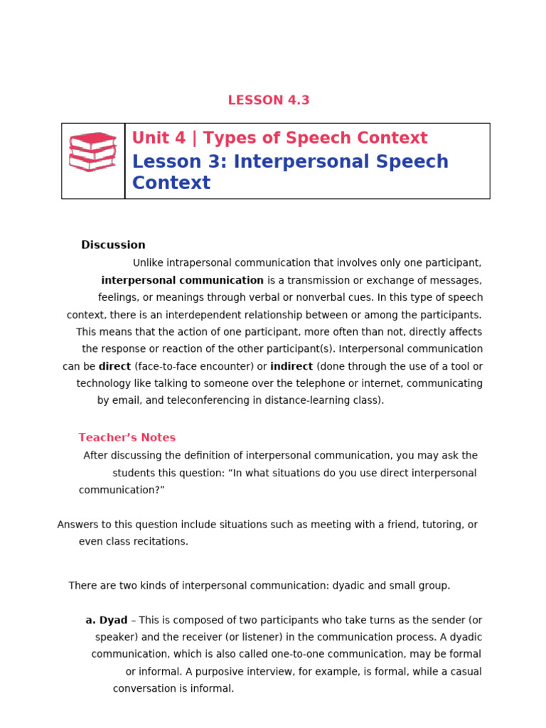 ME EngOCC 11 Q1 0403_TG_Interpersonal Speech Context | PDF ...