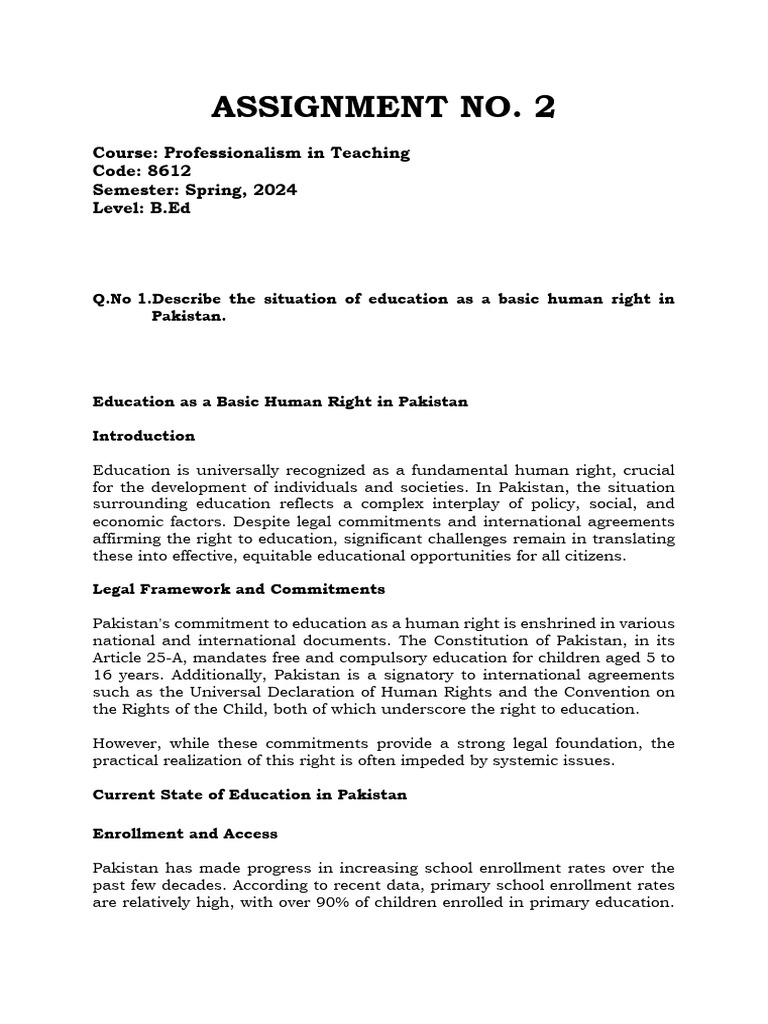 8612 ASSIGNMENT NO 2 | PDF | Teachers | Educational Technology