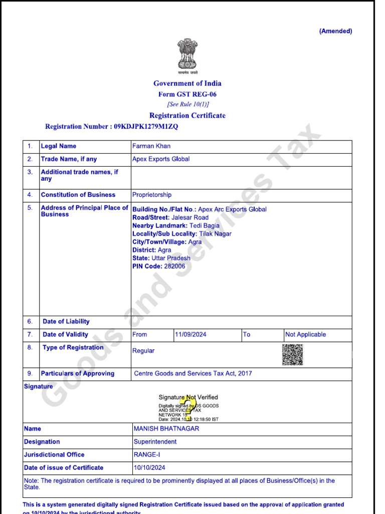 GST Certificate | PDF