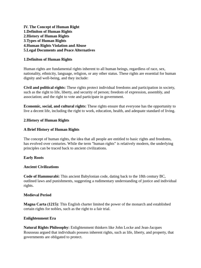 IV. The Concept of Human Right Group 4 SS 15 Trends and Issue | PDF ...