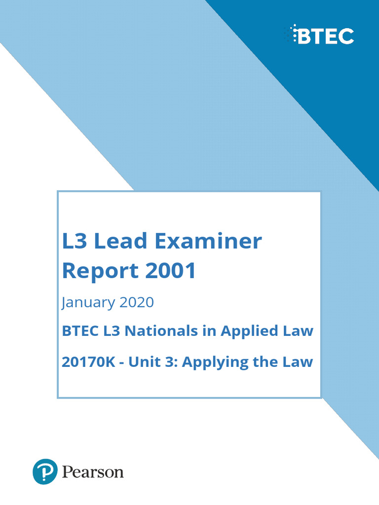 L3 Applied Law Unit 3 Examiner Report | PDF | Causation (Law) | Mens Rea