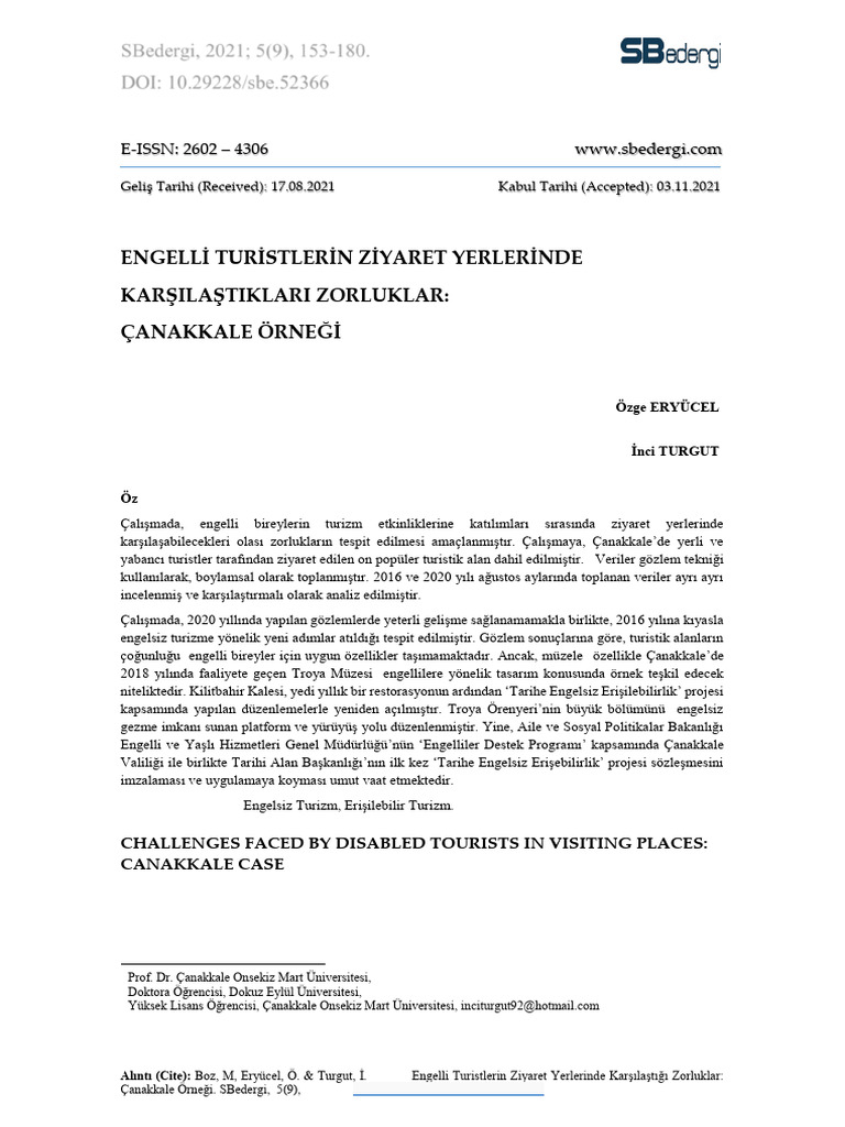 A44. Engelsiz Turizm Tam Metin | PDF
