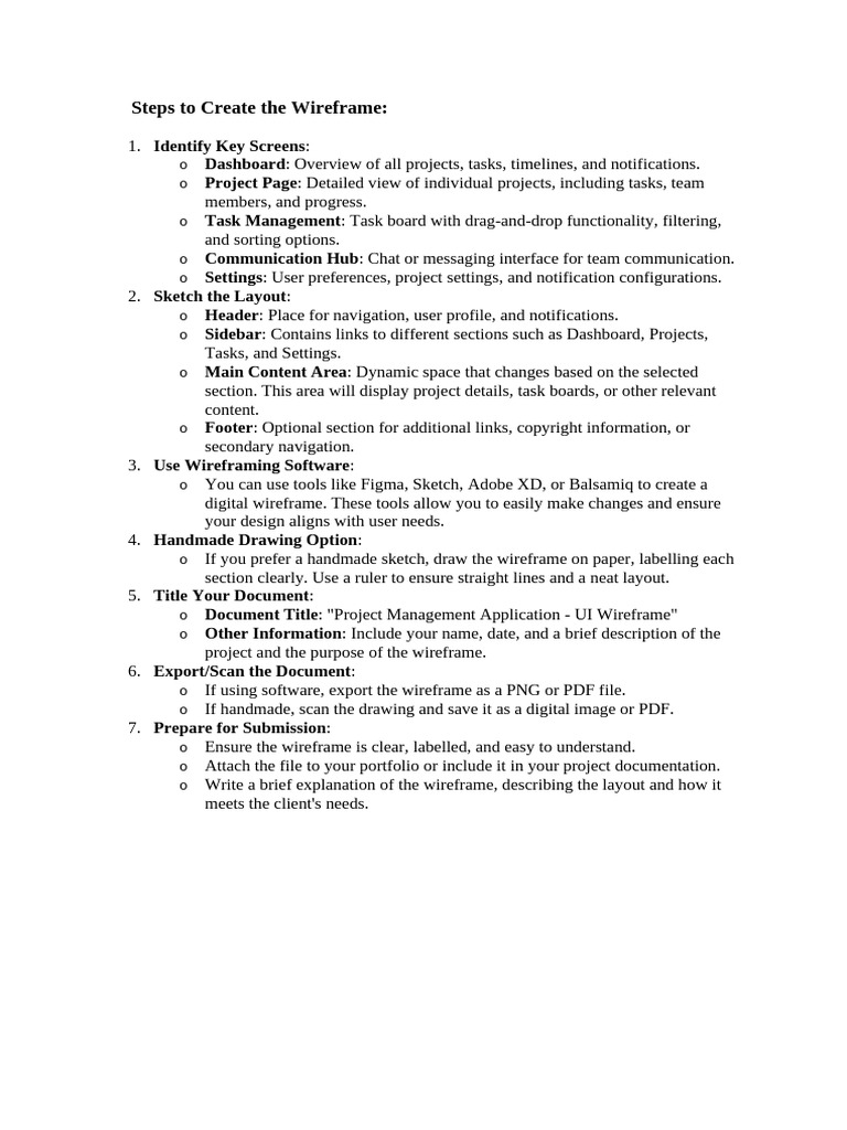 Steps To Create The Wireframe | PDF