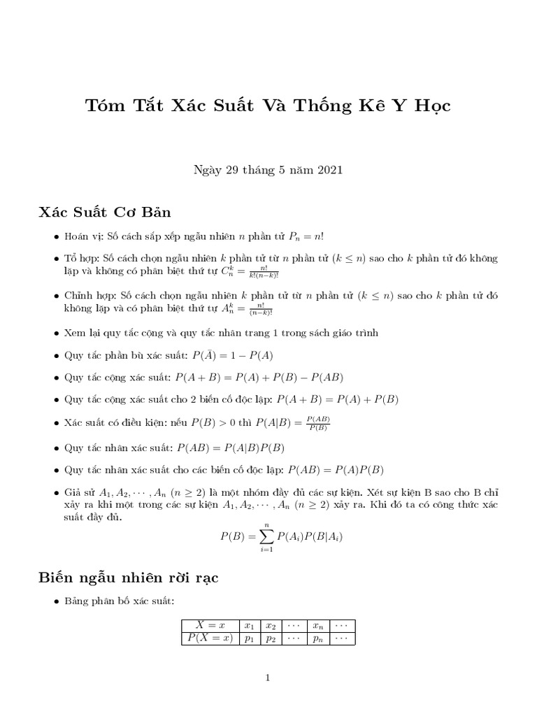 Tóm Tắt XSTK Y Học | PDF