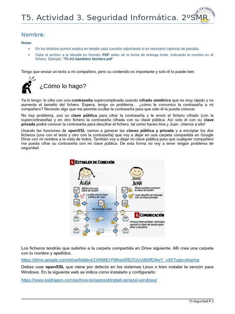 T5-Actividad3 OpenSSL | PDF | Archivo de computadora | Clave (criptografía)