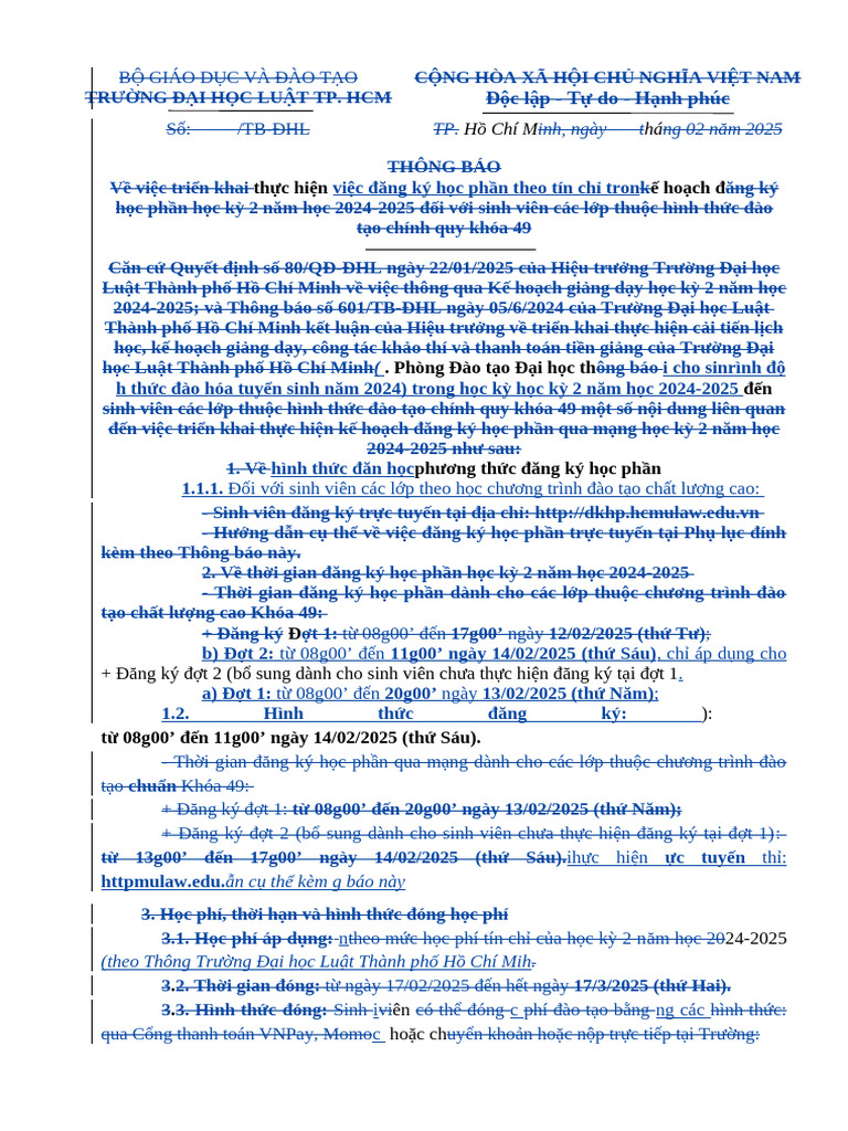 Huong Dan Sinh Vien Khoa 49 Dang Ky Hoc Phan Truc Tuyen - Hoc Ky 2 Nam ...