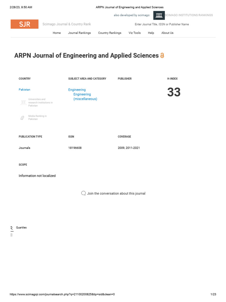 ARPN Journal of Engineering and Applied Sciences | PDF | Citation | Academia