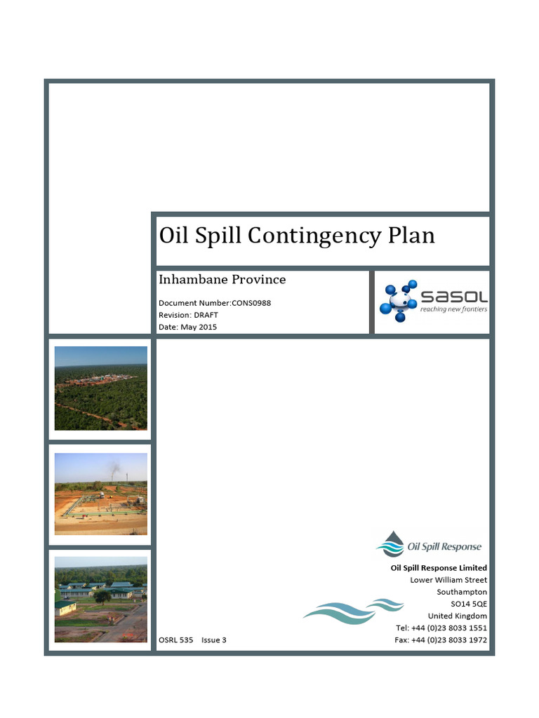 Inhambane Oil Spill Contingency Plan | PDF | Oil Spill | Emergency